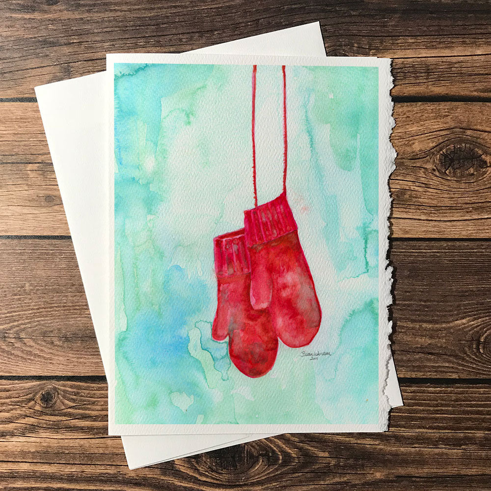 Red Mittens Watercolor Christmas Card Set – Susan Windsor