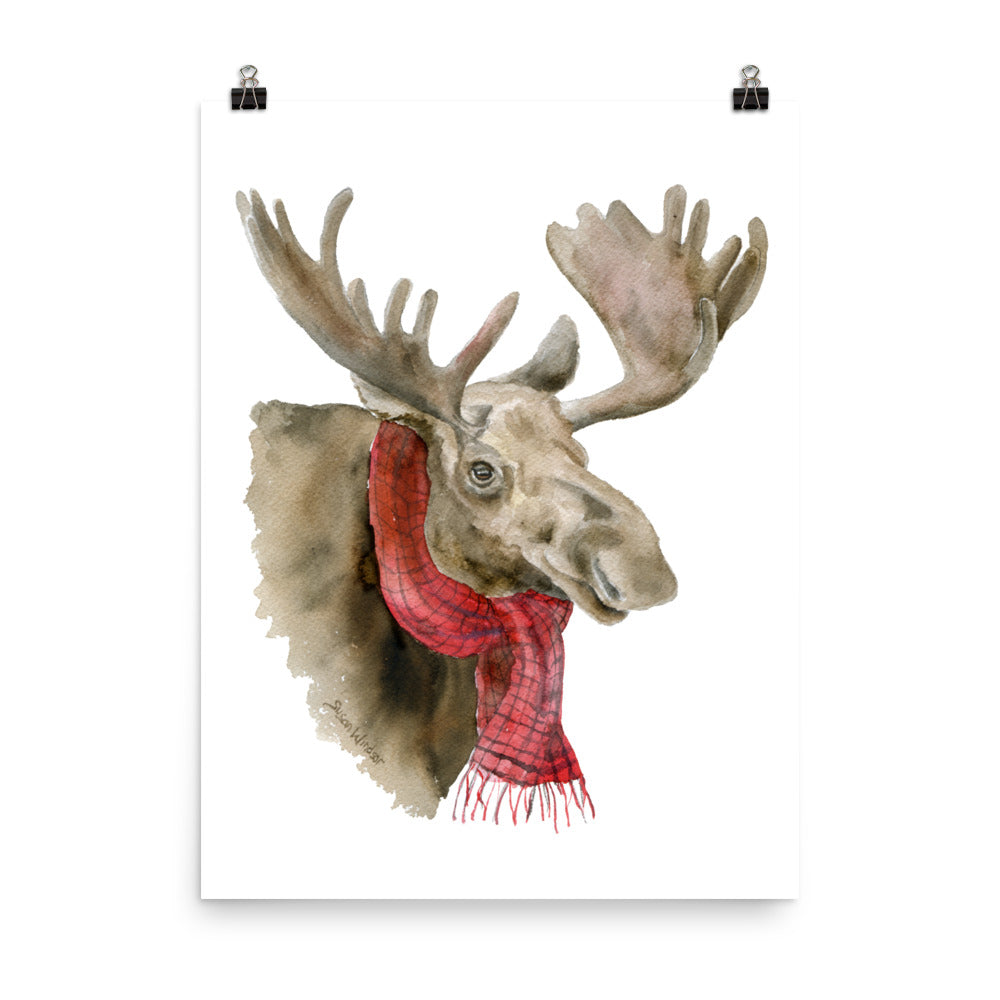 Moose in a Scarf Watercolor – Susan Windsor